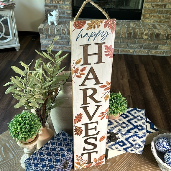 Accents | New Rustic Fall Farmhouse Happy Harvest Autumn Leaves Wood ...